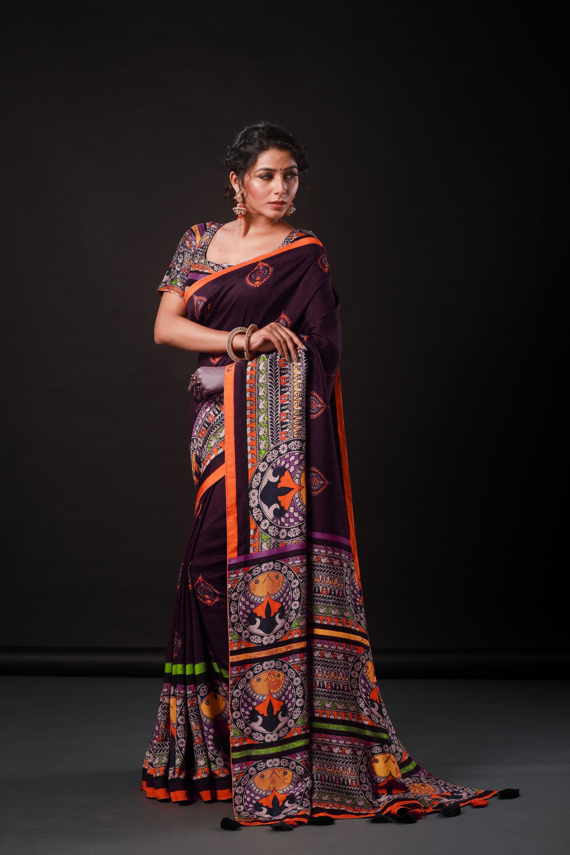 Maroon Madhubani Saree – House of Deepthi Ltd